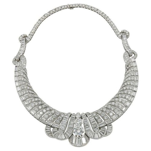 Art Deco Handcrafted Intricate Collar Necklace 925 Sterling Silver Luxe ...
