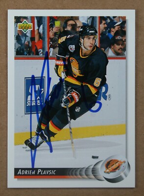 AUTOGRAPHED - Adrien Plavsic Upper Deck #519 Vancouver Canucks 1992 NHL ...