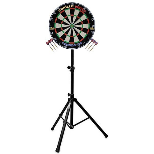 Gorilla Darts Set Treble 20 Dartboard & Arrow Pro Tripod Stand With ...