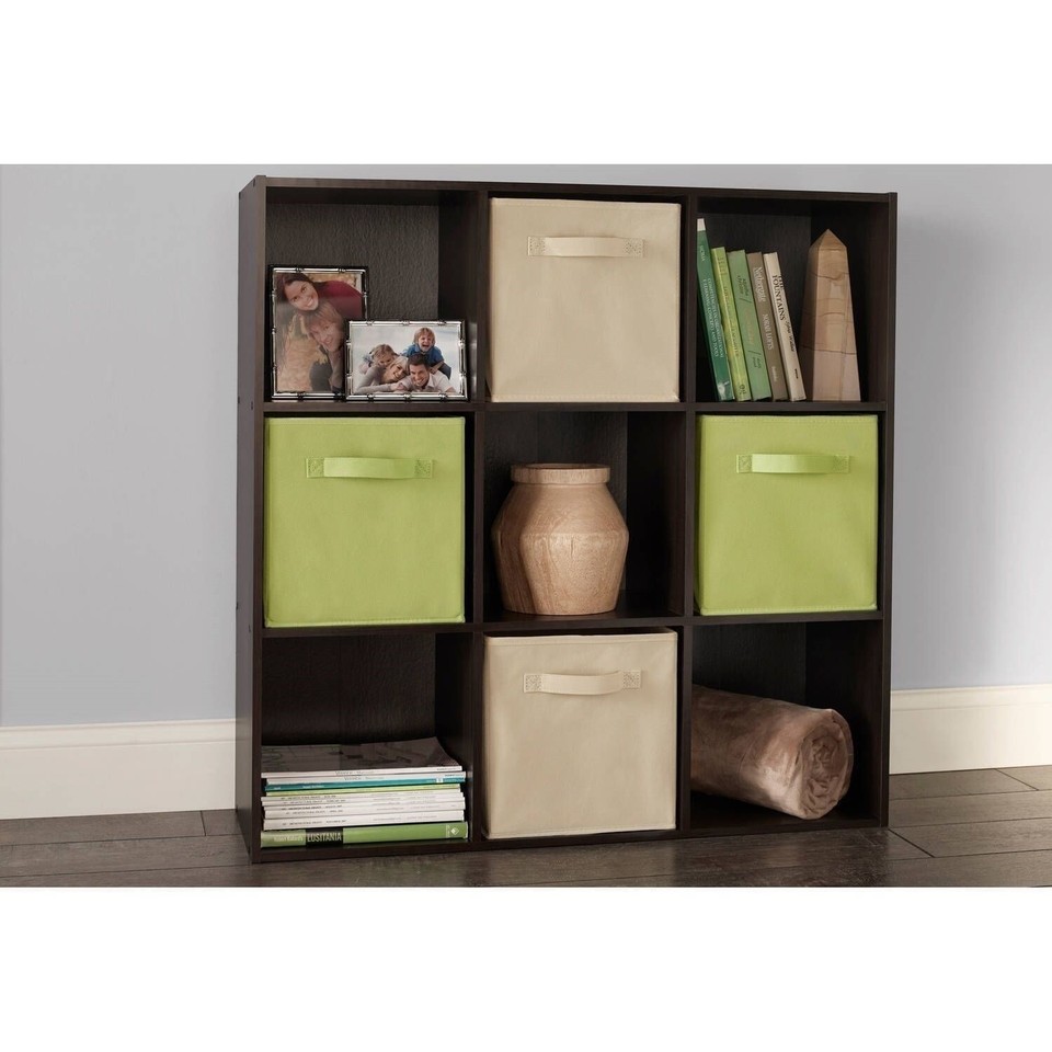 Espresso 9 Cube Bookcase Storage Organizer Wooden Office Shelving ...