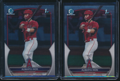 Lot of (2) ALBERTO RIOS 1st 2023 Bowman Chrome Draft ANGELS Rookie Card ...