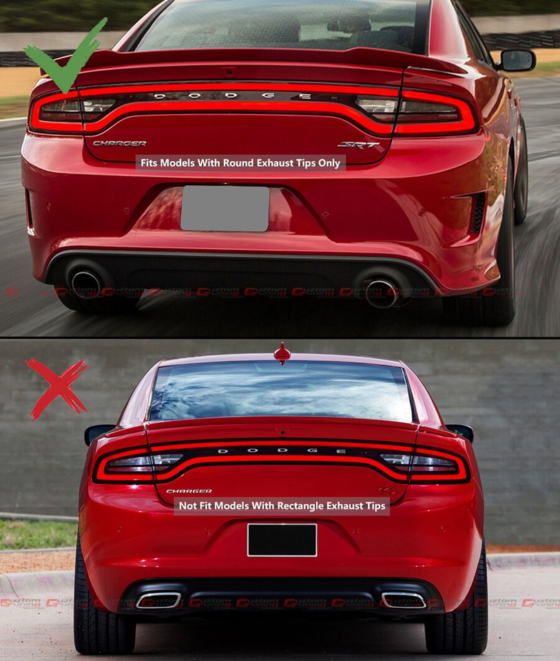 For 15-2023 Dodge Charger SRT R/T Scat Pack Quad Tip Rear Diffuser Red ...