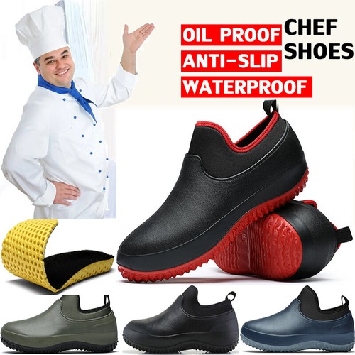 Mens Womens Kitchen Safety Shoes Slip on Work Boots Oilproof Non-slip ...