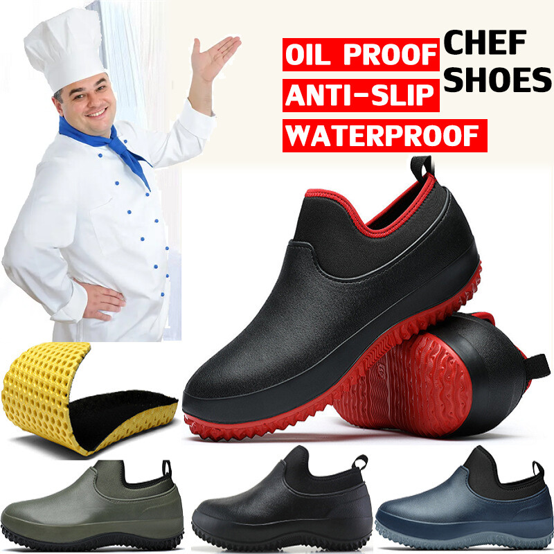 Mens Womens Kitchen Safety Shoes Slip on Work Boots Oilproof Non-slip ...