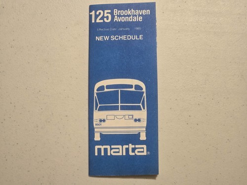 Vintage 1985 MARTA Atlanta Bus Map Schedule Timetable Route 125 ...