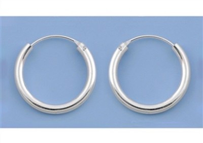Continuous Hoop Earrings Genuine Sterling Silver 925 Jewelry Gift 2 mm ...