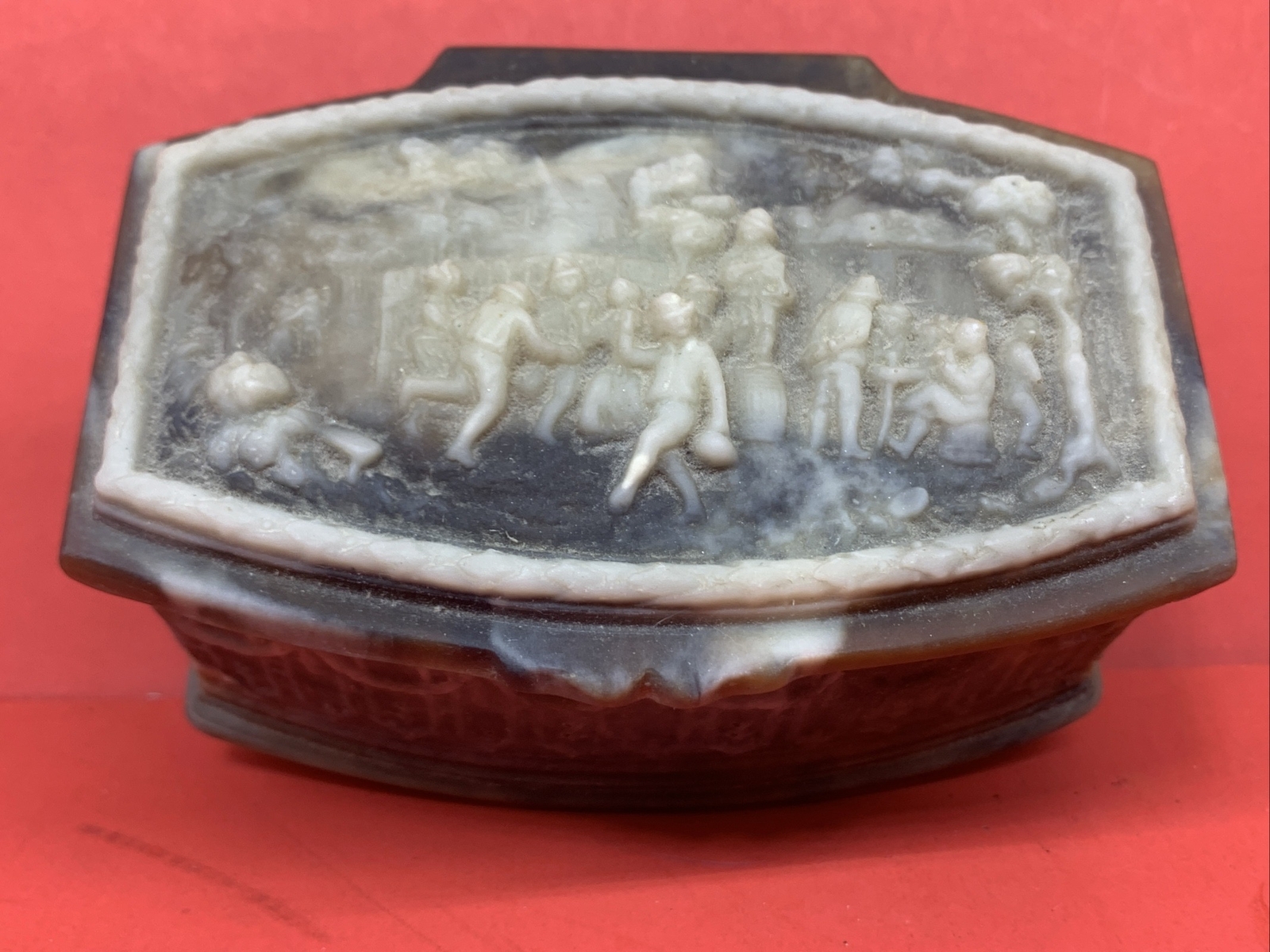 Vintage Genuine Incolay stone Handcrafted USA Colonial Party Scene 5” X ...