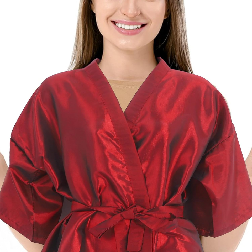 Red Salon Gown Robe Cape for Client Barber Beauty Salon, Women Smock ...