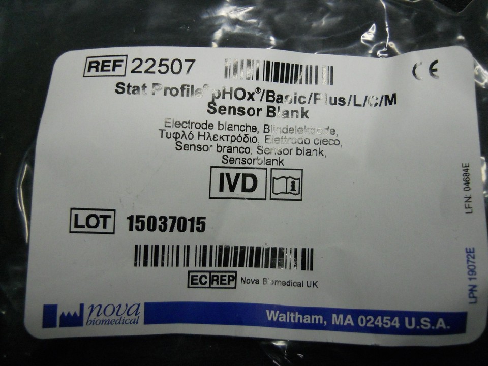 Nova Biomedical Stat Profile pHOx/Basic/Plus/L/C/M Sensor Blank, 22507 ...