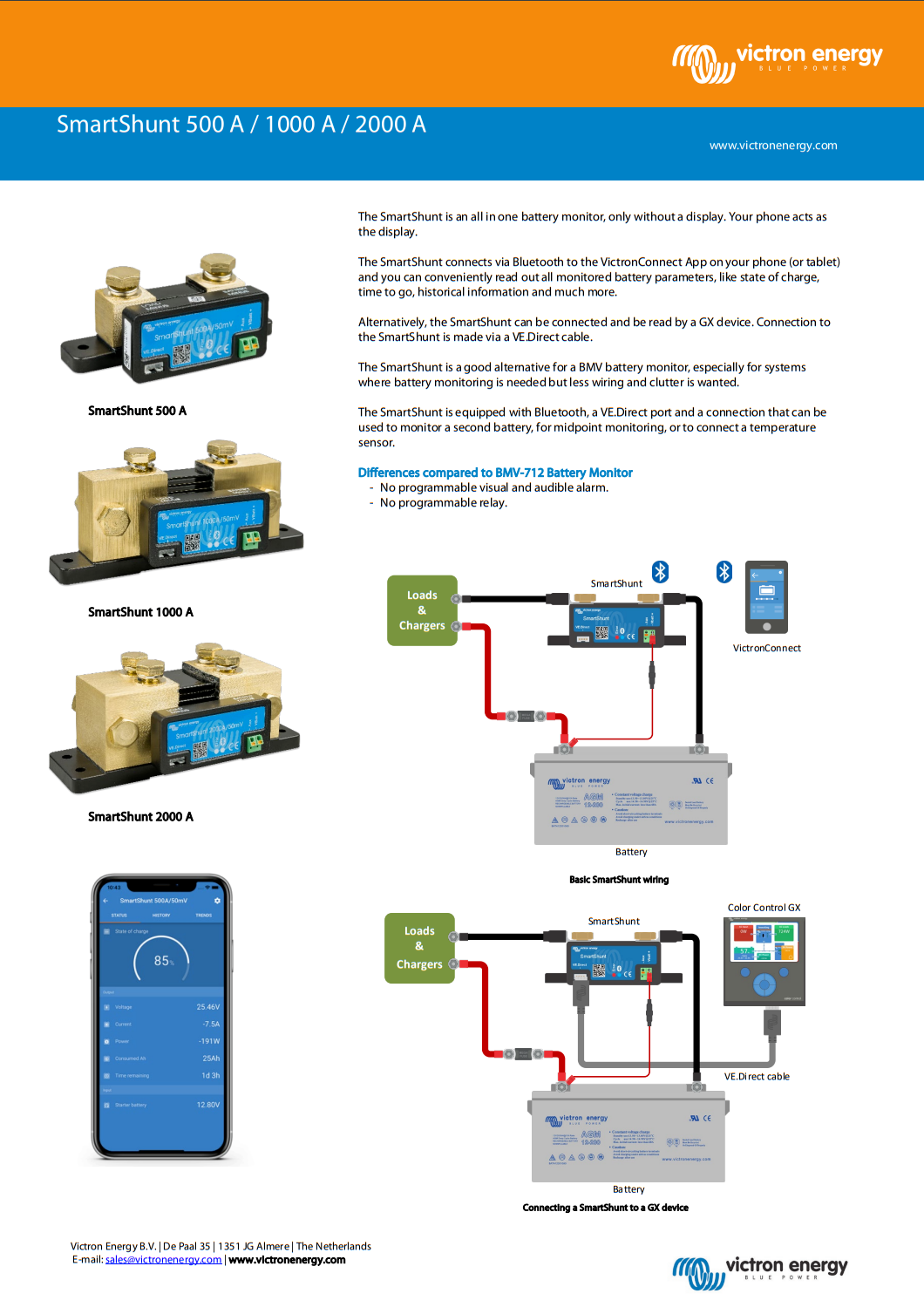 Victron Smartshunt 500A Battery Monitor Smart Shunt SHU050150050 ...