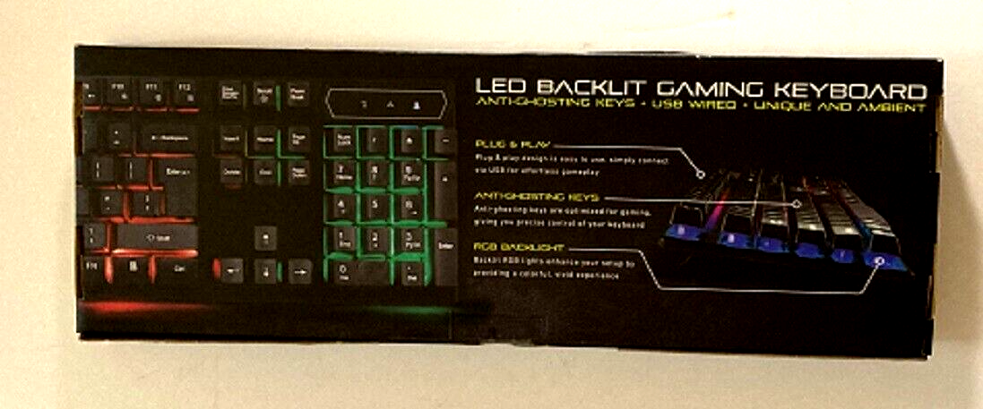 Menace LED Backlit Gaming Keyboard RGB Backlight USB Wired Anti ...