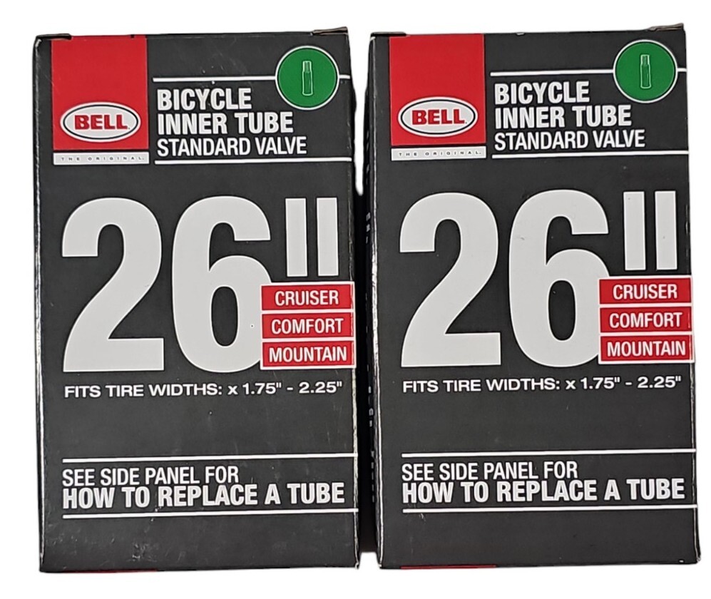 2 Pack Bell Bicycle Inner Tube Standard Valve 26" x 1.75-2.25 Cruiser ...