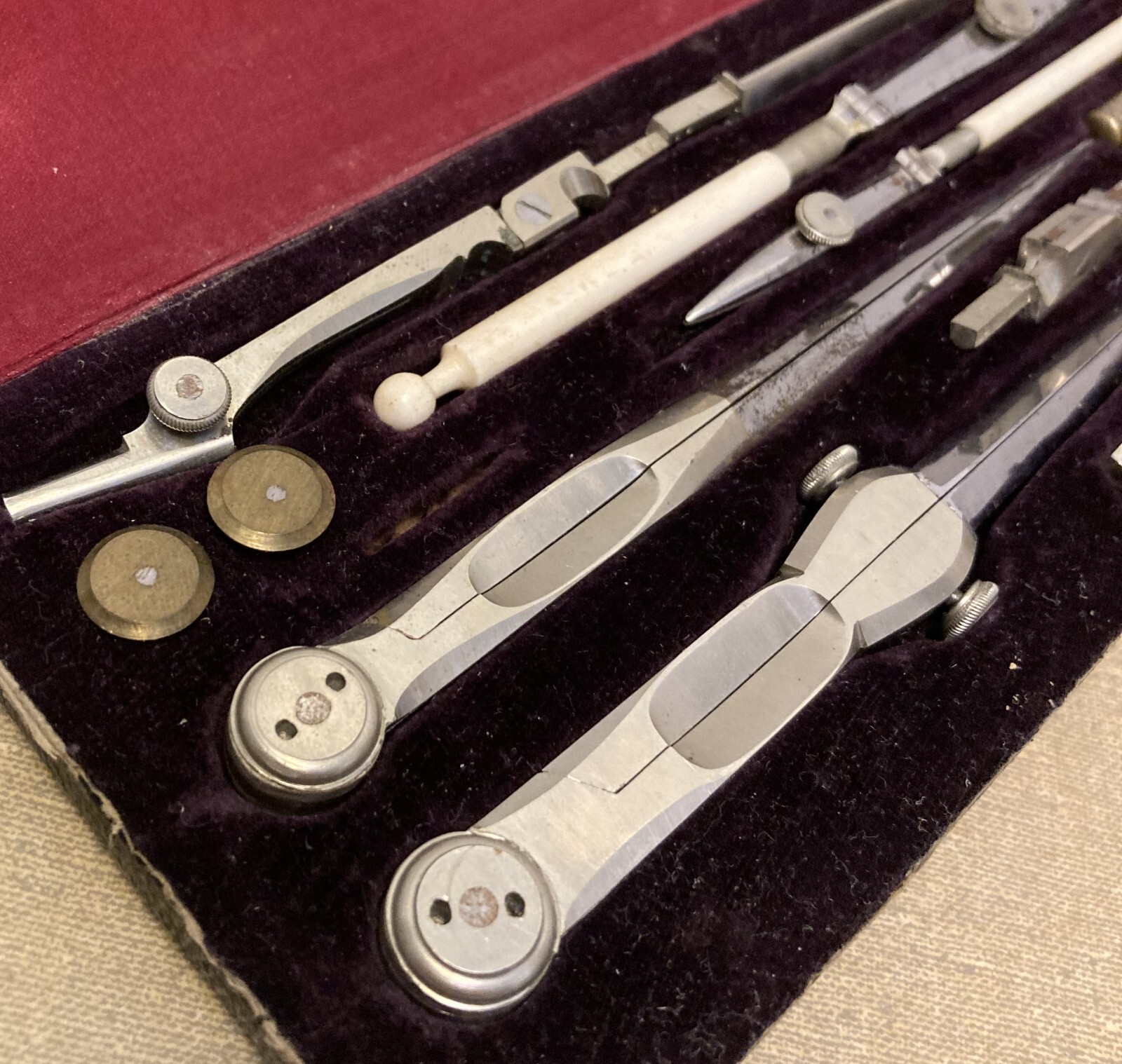 Antique Steel & Bone Naval Cartographer Drafting Drawing Set in ...