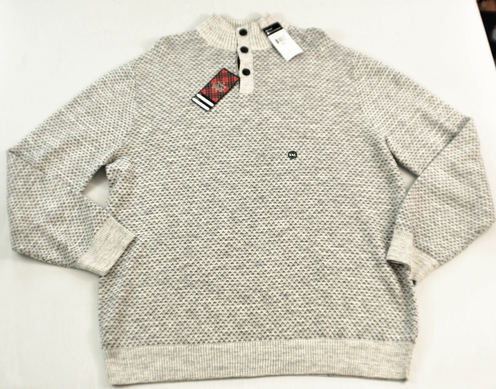 men%27s+CHAPS+gray+warm+half+button+sweater+size+XXLarge+high+neck for ...