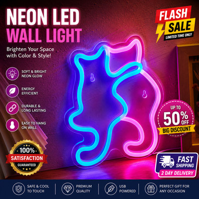 Chi-buy Cat LED Neon Sign USB Powered Neon Signs Night Light 3D Wall ...