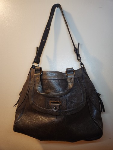 Perlina Baily Chocolate Brown Pebble Grain Leather Tote/Shoulder Bag ...