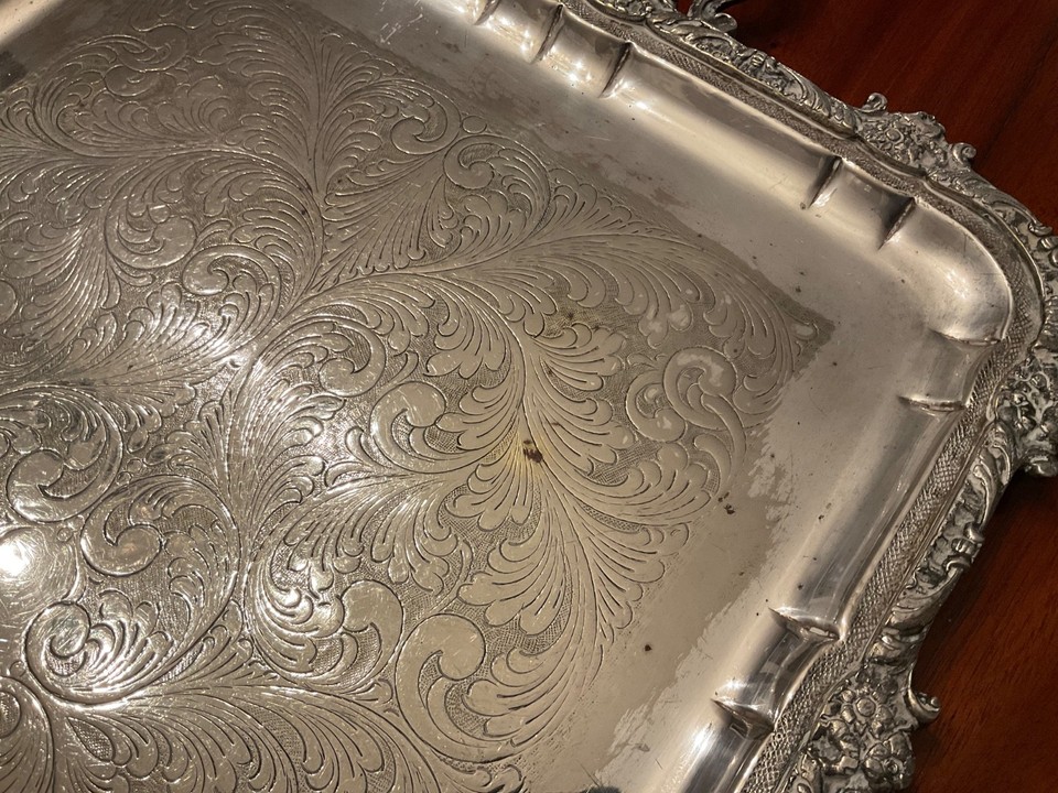 Vintage Antique silver silverplate Italian Serving Tray Hallmarked ARG ...