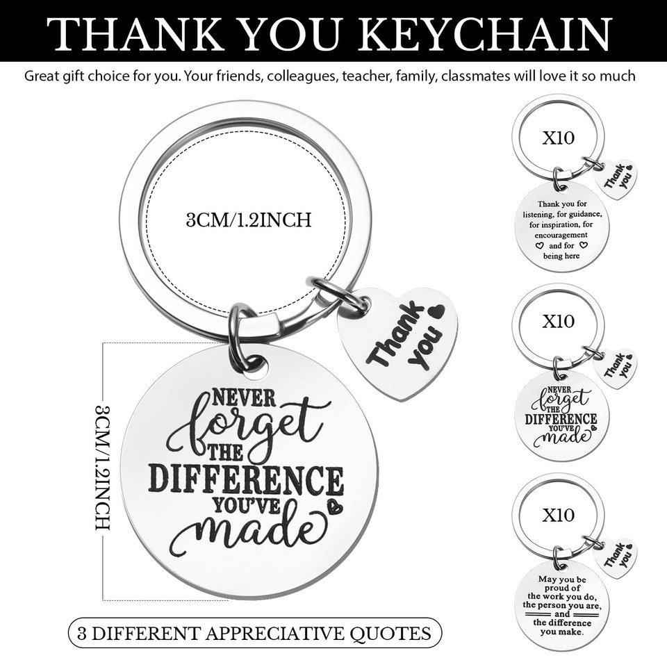 30 Pieces Employee Appreciation Gifts Bulk Thank You Keychains with ...