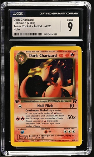 CGC 9 MINT Dark Charizard Team Rocket - 1st Edition 4/82 Holo Pokemon ...