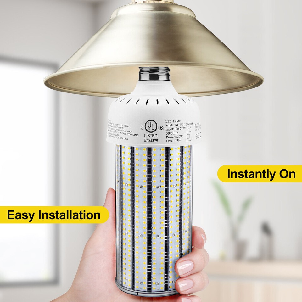 2-Pack 120W (600W Equivalent), Daylight E39 Mogul Base LED Corn Light ...