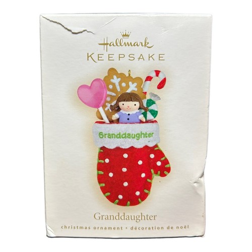 Hallmark Keepsake Christmas Ornament Granddaughter 2008 Fabric Filled 3" Mitten 795902019266 | eBay