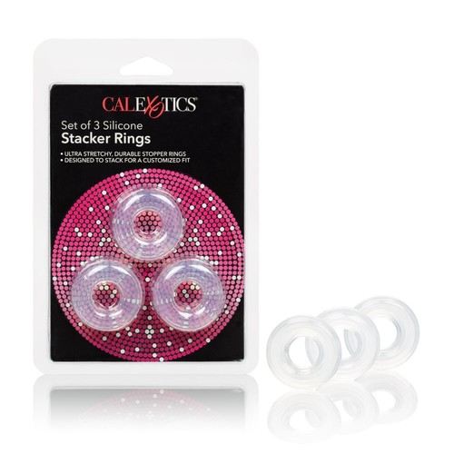Cal Exotics Set of 3 Silicone Stacker Rings Clear - Penis Enhancer Cock ...