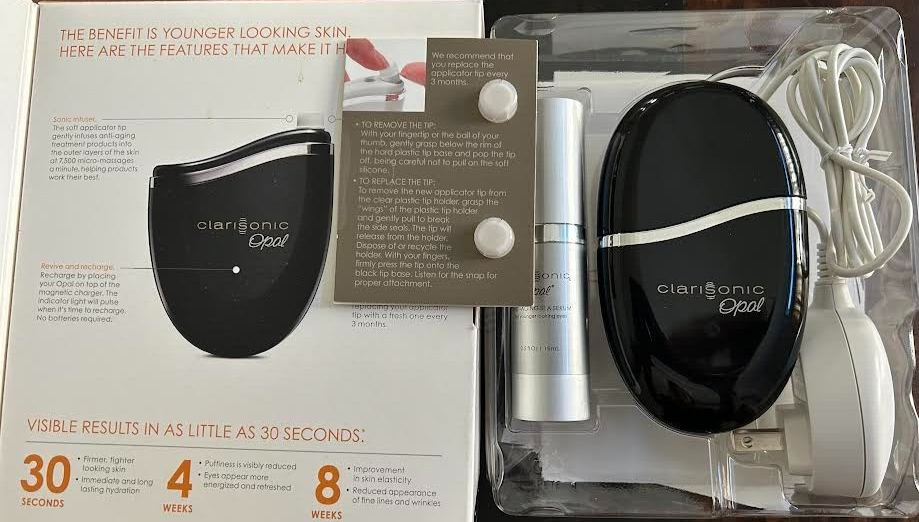 CLARISONIC OPAL SONIC SKIN INFUSION SET-Device, Serum, 2 Tips,Charger ...