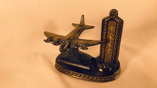 Vintage Airplane Metal Desk Model & Thermometer Art Deco WWII Era | eBay