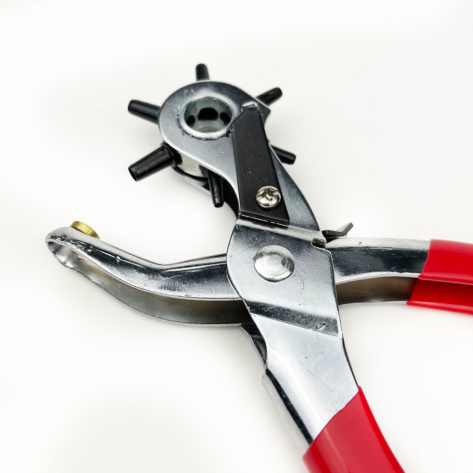 REVOLVING LEATHER PUNCH RIVET PLIER 6 SIZES DIY BELT EYELET PUNCHER ...