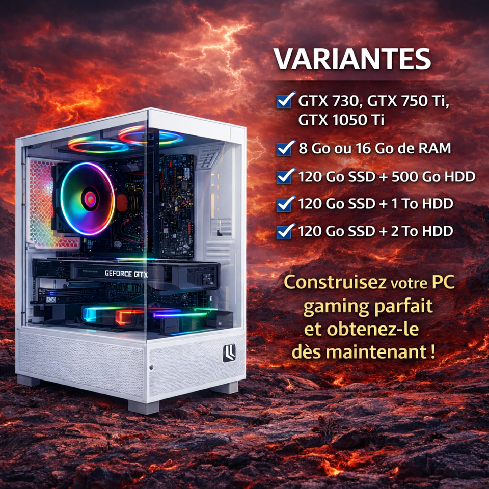 PC de bureau gaming professionnel 16 Go RAM – GTX 1050 Ti -120 Go SSD ...