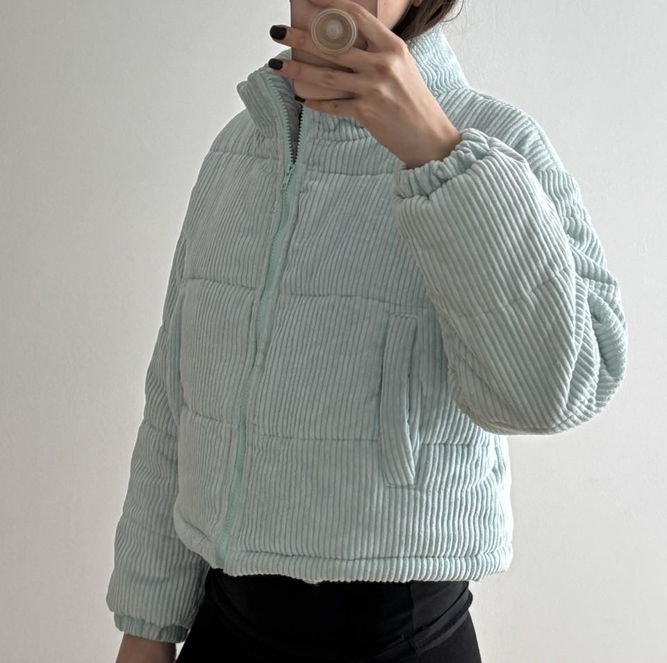 Bomber Jacke Kurzjacke Cord Mintgrün Gr. XS Mint Türkis Pastell Weich ...