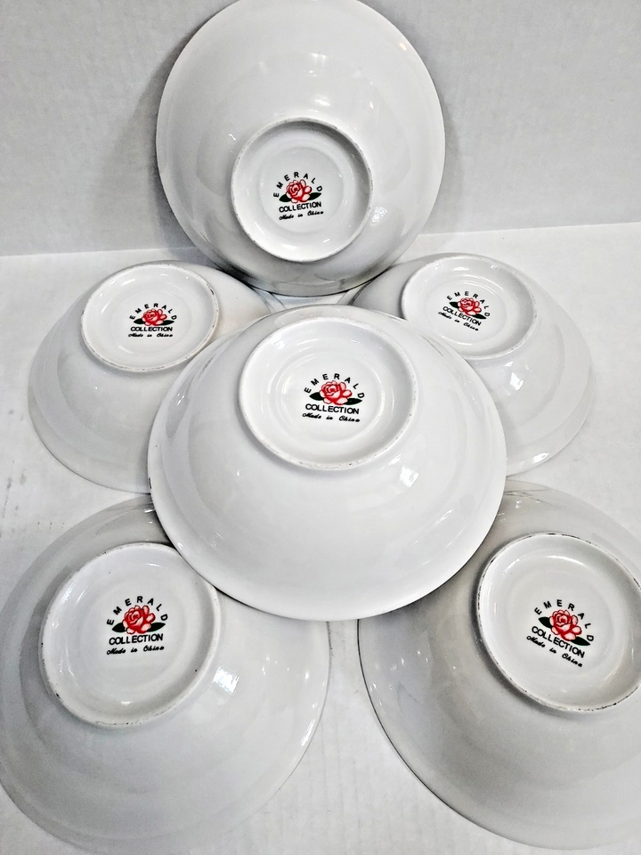 6 Emerald Italian French Chef Pasta Salad Soup Bowls 8" Red Rim Pasta ...