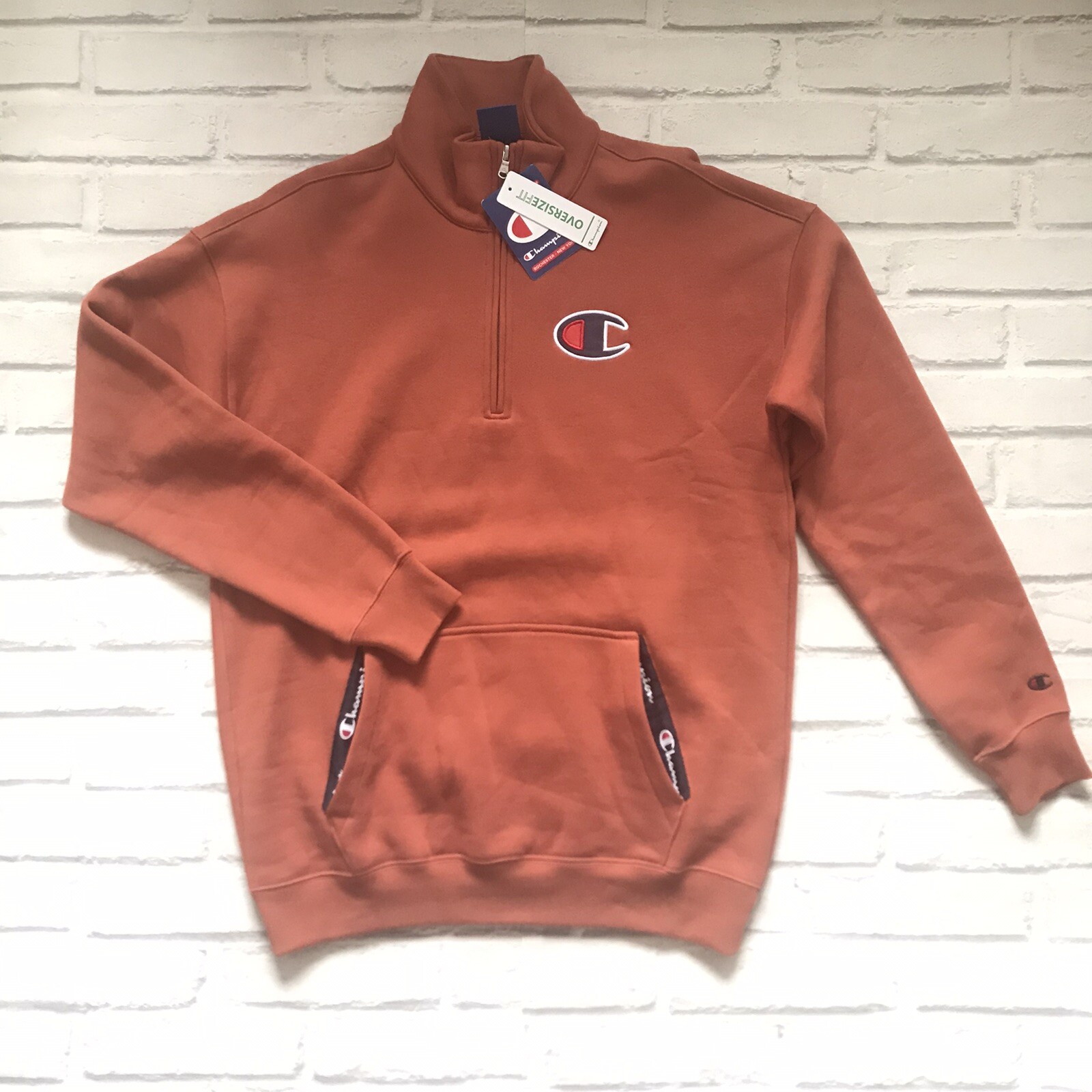 CHAMPION Men’s Unisex Logo Pullover Jumper Sweatshirt Orange Brand New ...