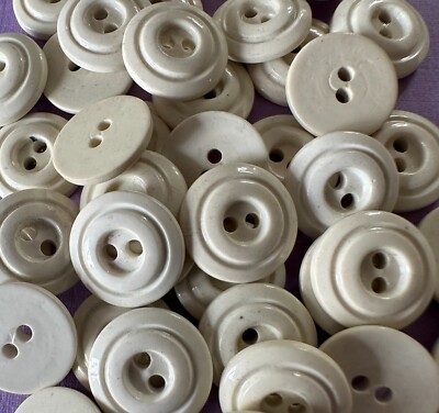10 Vintage Decorative 2-Hole White Plastic Buttons, 7/16" Dia. | eBay