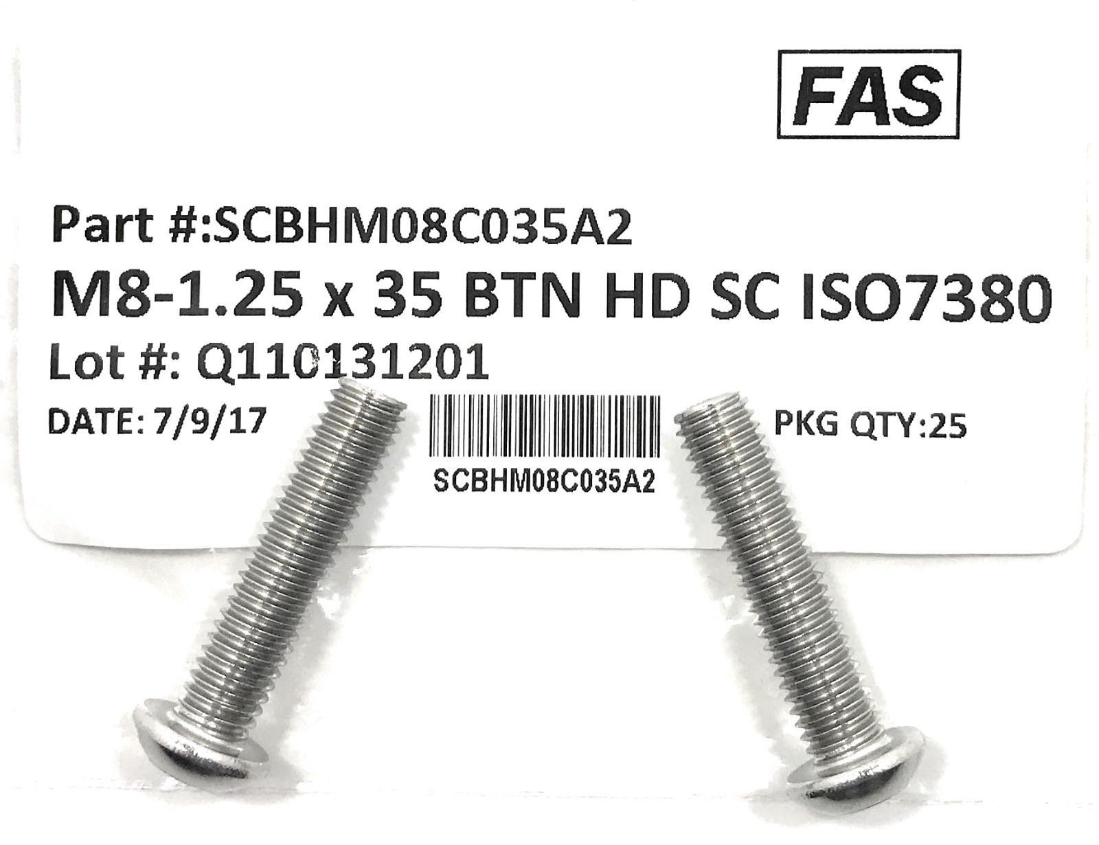 (25) M8 x 1.25 x35 Stainless Steel Button Head Socket Cap Screws ...