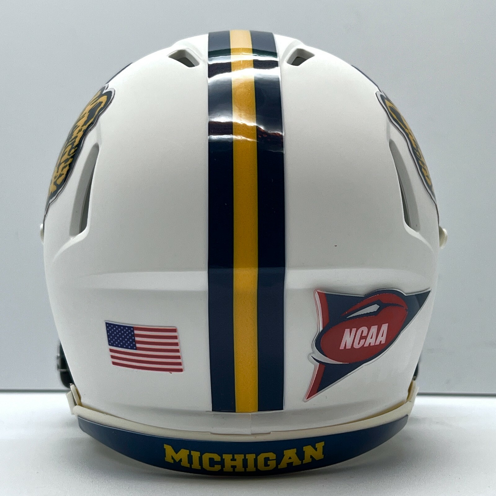 Michigan Wolverines Speed CUSTOM Matte White WolverBear Mini Football ...