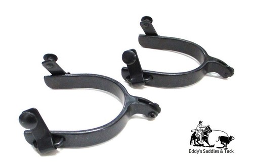 Short Shank Roping Spurs Plain Black Satin Bands with Rosebud Rowels ...