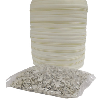 Cream Continuous Zip No5 Nylon chain and Auto lock sliders Upholstery ...