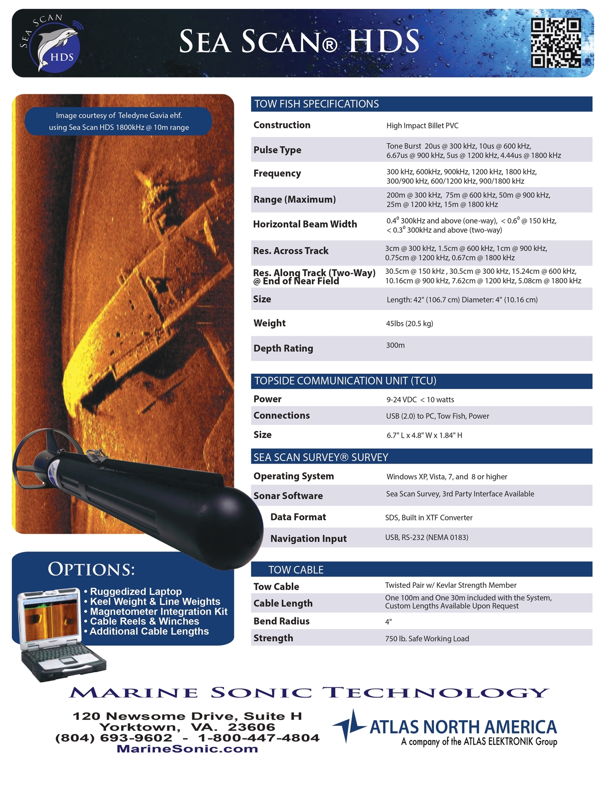 Marine Sonic Technology MSTL Sea Scan HDS-300 KHz Sonar System w ...