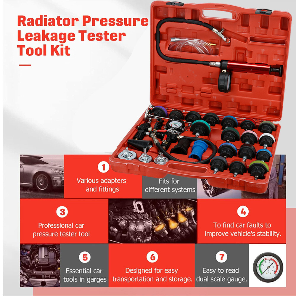 28Pcs Universal Radiator Pressure Tester Vacuum Type Cooling System ...