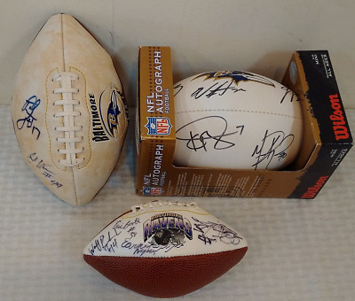 3 RAVENS Team Multi Signed NFL Autographed Mini Football Lot Early ...