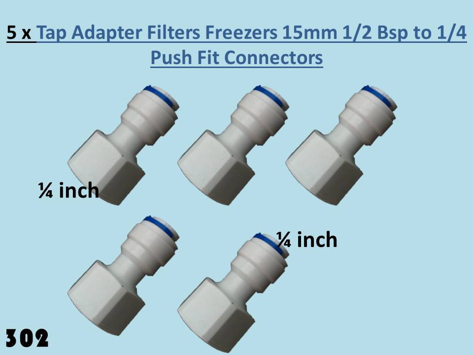 5x Tap Adapters 1/2" to ¼” Reducers for Fridge/Water/Reverse Osmosis ...