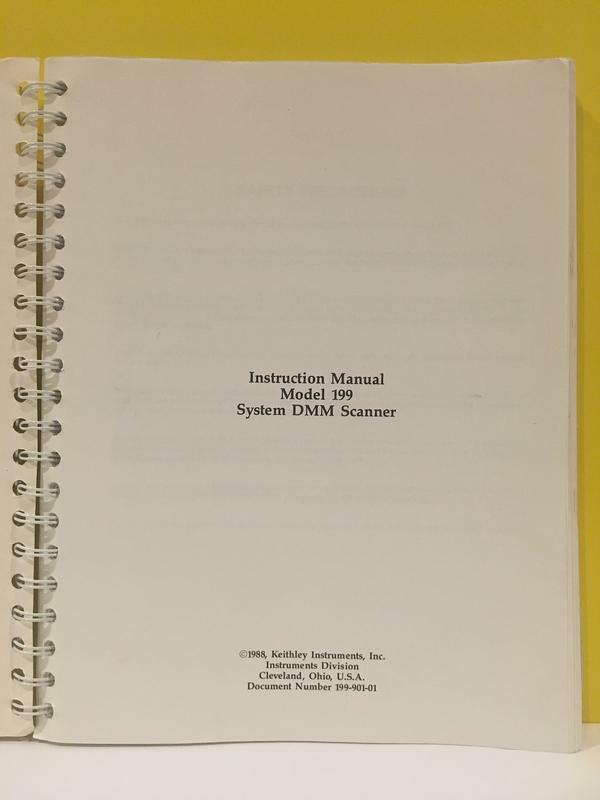 Keithley 199-901-01 Rev. B Model 199 System DMM Scanner Instruction ...