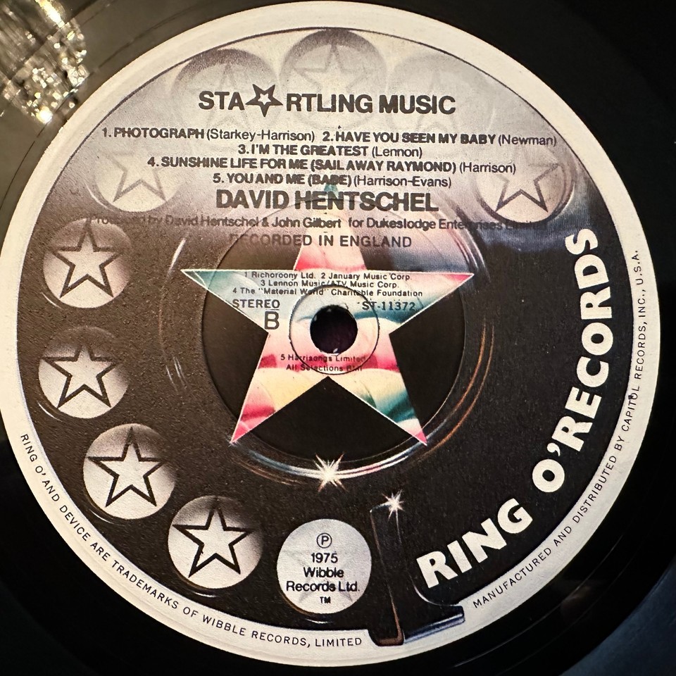 DAVID HENTSCHEL Startling Music LP '75 WIBBLE/CAPITOL Beatles Ringo ...