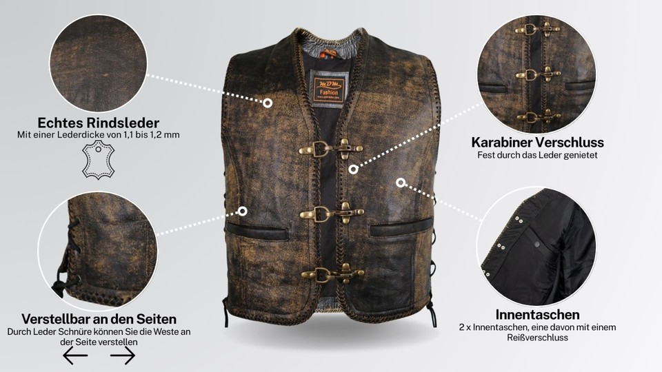 Vintage Lederweste Bikerweste Motorrad Kutte Lederkutte Clubweste Used ...