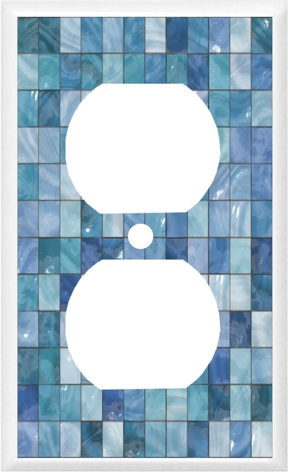 IMAGE OF GLASS TILE BLUE LIGHT SWITCH COVER PLATE PLASTIC PLATES | eBay