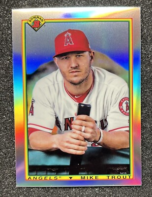 MIKE TROUT 2020 Bowman Chrome #90B-MT 1990 Bowman Card Los Angeles ...