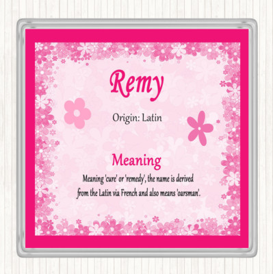 Remy Name Meaning Drinks Mat Coaster Pink | eBay