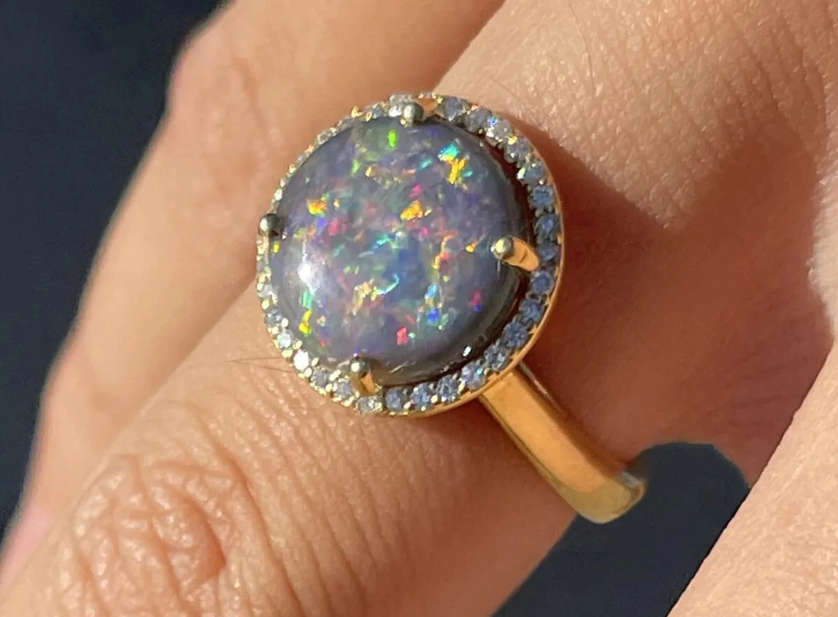 Lightning Black Opal Ring
