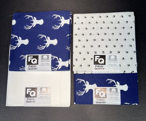 JoAnn Fabrics - Cotton Quarters Blue, White Deer Print Fat Quarter Lot ...